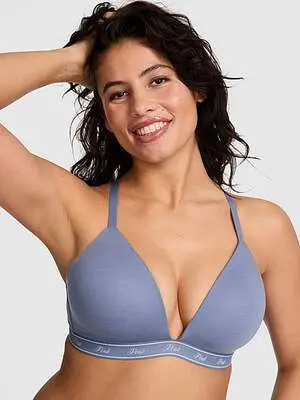 Pink Wear Everywhere Lightly Lined Wireless Triangle Bra - Blue