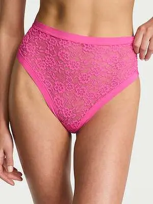 Victoria's Secret No-show Leopard Lace High-waist Thong Panty - Pink