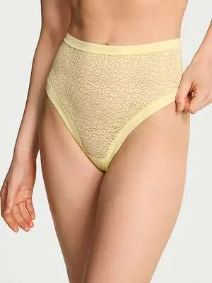 Victoria's Secret No-show Leopard Lace High-waist Thong Panty - Yellow