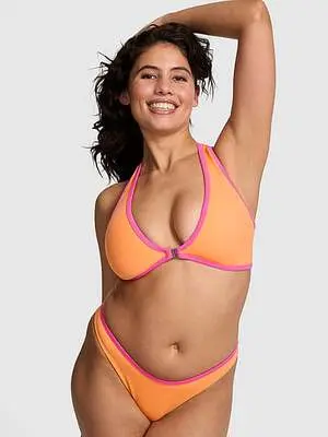 Pink Plunge Racerback Bikini Top - Orange