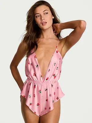 Victoria's Secret Satin Romper With Straps - Floral