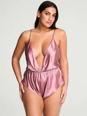 Victoria's Secret Victoria's Secret Satin Romper With Straps Pink