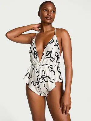 Victoria's Secret Victoria's Secret Satin Romper With Straps Print