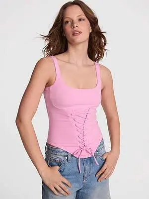 Pink Corset Camis Tanks For Women