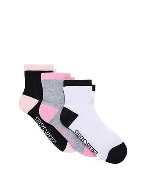Pink Quarter Socks 3 Pack - Print