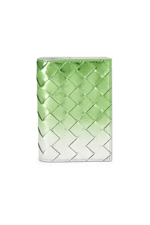 Bottega Veneta Intrecciato Passport Case In Mint - Silver & Fresh Mint