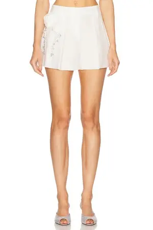 AREA Crystal Rosette Poplin Skort
