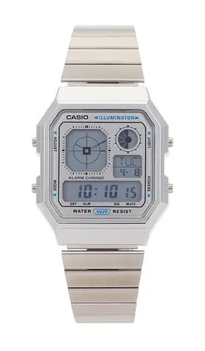 Casio A130 Series Watch - Metal Silver & White
