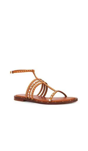Schutz Isidora Studded Leather Sandals - Cuoio Brown