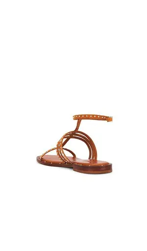 Schutz Isidora Studded Leather Sandals - Cuoio Brown