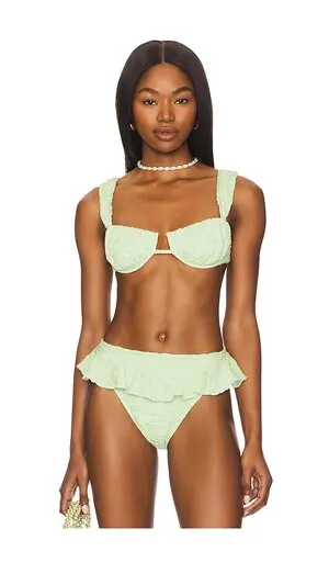 MONTCE Petal Bella Strap Bikini Top - Avocado Floral Texture