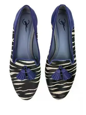 BIRD&CO Blue Bird Shoes Zebra-print Loafers