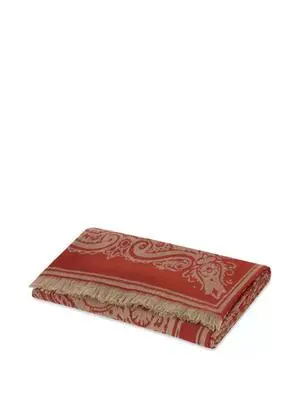Etro Logo-jacquard Wool Throw Blanket - Red