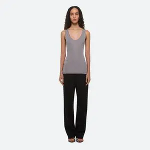 Helmut Lang Ribbed Twist Tank - Grey Lavender