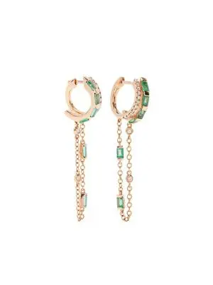Shay 18k Yellow Diamond And Emerald Huggie Hoop Earrings - Gold