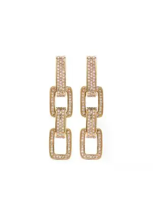 Shay 18k Yellow Triple Deco Link Diamond Drop Earrings - Gold