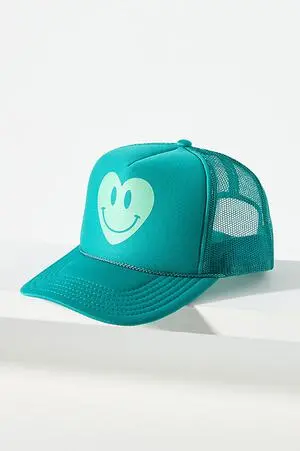 ASCOT + HART Smiley Heart Trucker Hat - Turquoise
