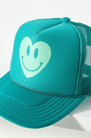ASCOT + HART Smiley Heart Trucker Hat - Turquoise