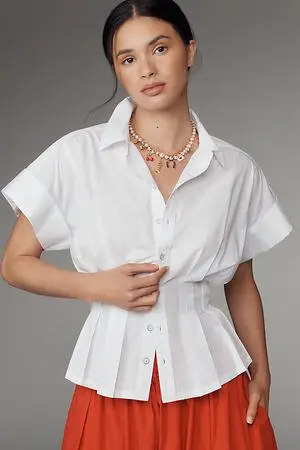 PILCRO The Bobbie Fitted-waist Blouse - White