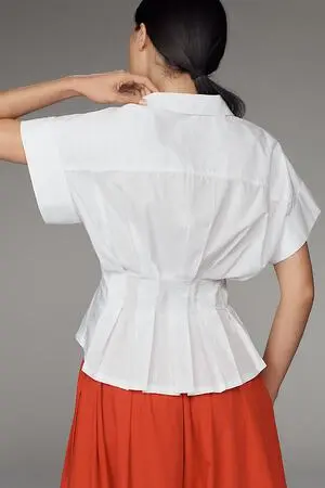 PILCRO The Bobbie Fitted-waist Blouse - White