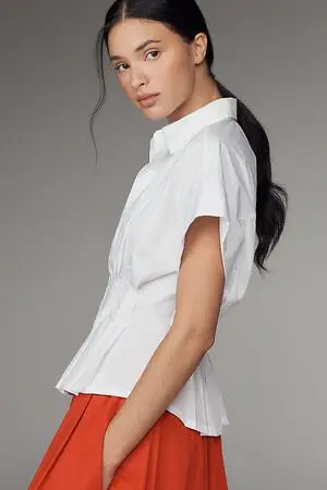 PILCRO The Bobbie Fitted-waist Blouse - White