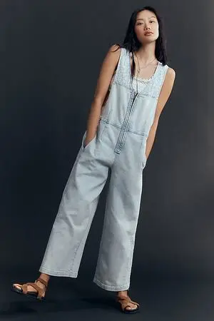 PILCRO Front-zip Wide-leg Jumpsuit - Bellini Wash