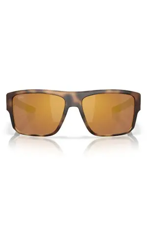 COSTA DEL MAR Taxman 59mm Polarized Square Sunglasses - Matte Tortoise/ Gold