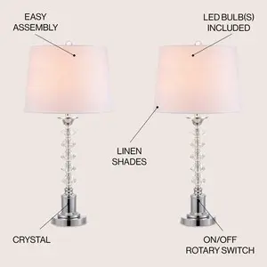 JONATHAN Y Kinsley 28" Crystal Led Table Lamp