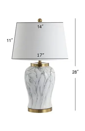 JONATHAN Y Prague 28" Ceramic Marble Led Table Lamp