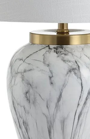 JONATHAN Y Prague 28" Ceramic Marble Led Table Lamp