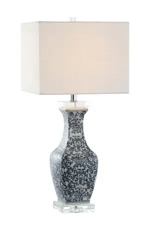 JONATHAN Y May 28" Ceramic/crystal Led Table Lamp - Blue/white