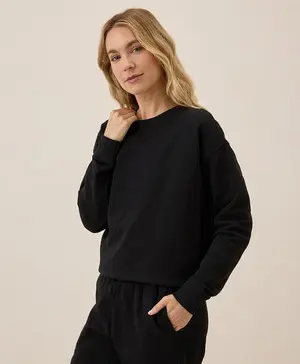 PACT Organic Brushed Fleece Crew Sweatshirt - Black