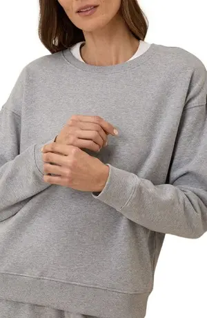 PACT Organic Brushed Fleece Crew Sweatshirt - Heather Grey