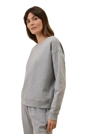PACT Organic Brushed Fleece Crew Sweatshirt - Heather Grey