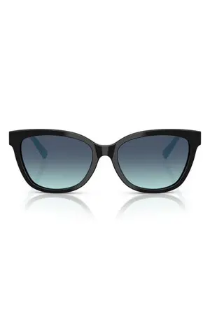 Tiffany & Co. 55mm Cat Eye Sunglasses - Black/azure Gradient Blue