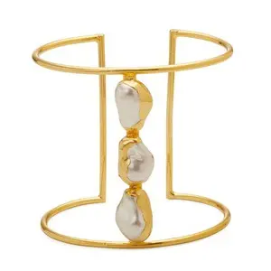 DHWANI BANSAL Kora Baroque Shell Pearl Cuff Bracelet - Gold Plated