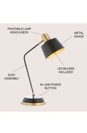 JONATHAN Y Rochelle 23" Metal Led Task Lamp