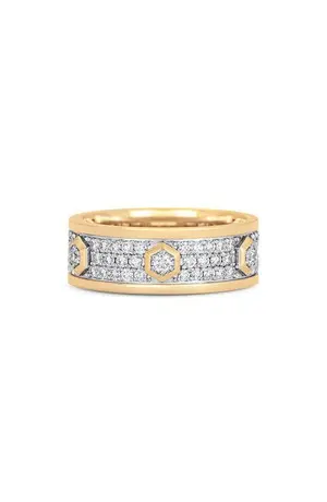Sara Weinstock Honeycomb Hexagon Pavé Diamond Ring - Yellow Gold