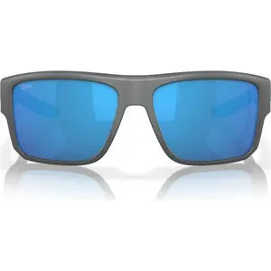 COSTA DEL MAR Taxman 59mm Polarized Square Sunglasses - Matte Gray/blue Mirror