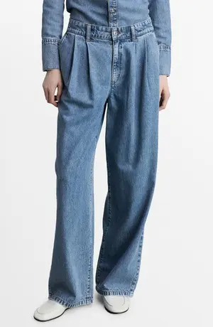 Mango Pleated High-waist Wide-leg Jeans