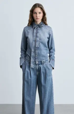 Mango Pleated High-waist Wide-leg Jeans