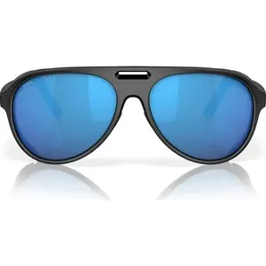 COSTA DEL MAR Grand Catalina 59mm Pilot Sunglasses - Matte Black/blue Mirror