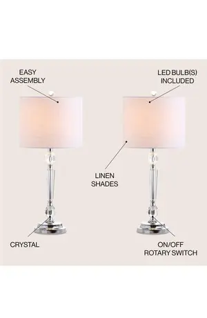 JONATHAN Y Victoria 27" Crystal Led Table Lamp
