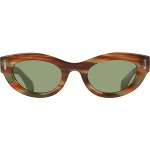 FERRAGAMO 49mm Cat Eye Sunglasses - Striped Brown Green