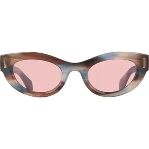 FERRAGAMO 49mm Cat Eye Sunglasses - Striped Sand Blue