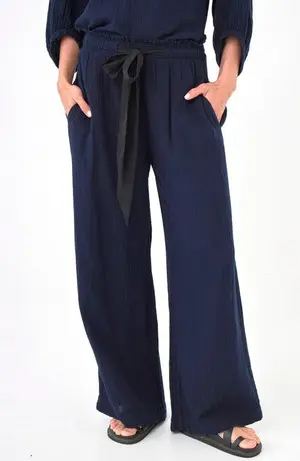 OCEAN+MAIN Gauze Palazzo Pant - Navy