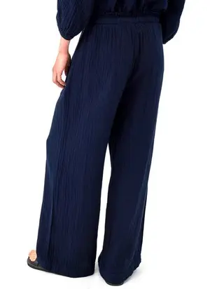 OCEAN+MAIN Gauze Palazzo Pant - Navy