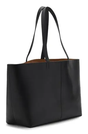 Mango Leather Shopper - Black