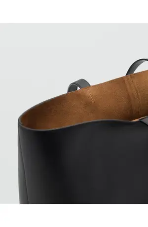 Mango Leather Shopper - Black