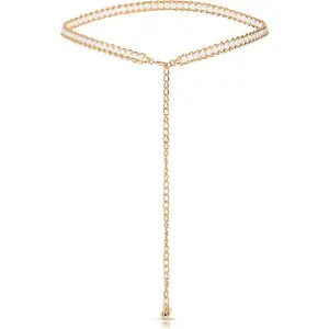 Ettika Imitation Pearl Chain Belt - Gold